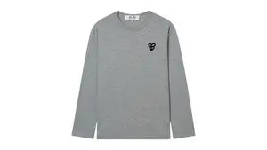 Play Comme Des Garcon Double Eye Black Heart Long Sleeve T-shirt - Grey