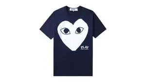 Play Comme Des Garcon Big Heart Logo Tee Shirt - Navy Blue