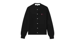 Play Comme Des Garcon Small Emblem Cardigan Sweater - Black