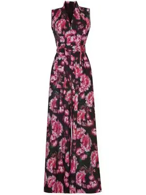 Adam Lippes Nansi Rose-print Poplin Jumpsuit - Black