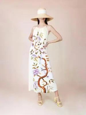 Adam Lippes Floral-print Silk Ankle-length Dress