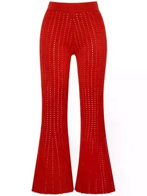 Adam Lippes Pointelle-knit Cropped Trousers - Red