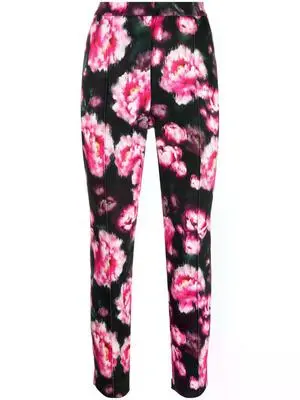 Adam Lippes Daphne Floral-print Straight Trousers - Black