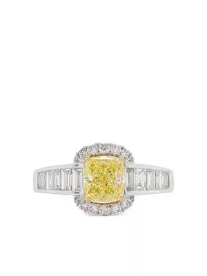 HYT JEWELRY Diamond And Emerald Ring - Silver