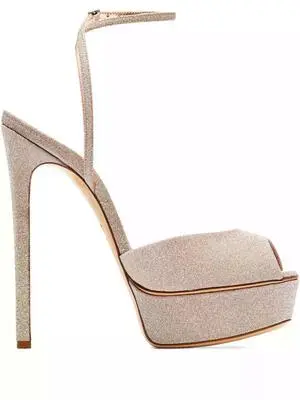 Casadei 140mm Glittered Platform Sandals - Neutrals