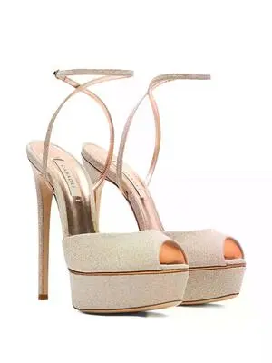 Casadei 140mm Glittered Platform Sandals - Neutrals