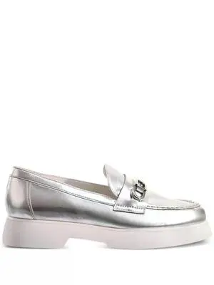 HOGL Cecil Metallic Leather Loafers - Silver