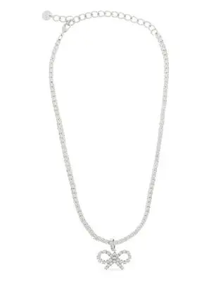 SELF-PORTRAIT Bow-motif Tennis Necklace - Silver