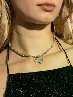 SELF-PORTRAIT Bow-motif Tennis Necklace