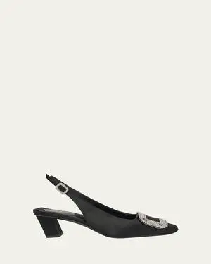 ROGER VIVIER Belle Vivier Crystal Buckle Slingback Pumps