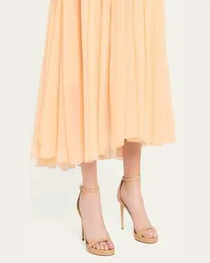 STUART WEITZMAN Nudist Patent Leather Platform Sandals - Beige