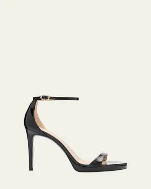 STUART WEITZMAN Nudist Patent Leather Platform Sandals - Black