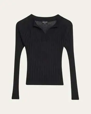 Giorgio Armani Cashmere-silk Rib Knit Pullover Sweater - Solid Black