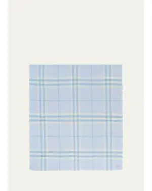 Burberry Wide Check Wool Scarf - Light Blue