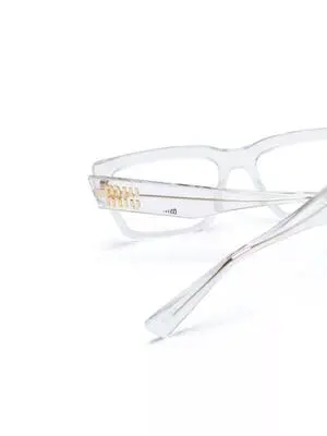 Miu Miu Logo-plaque Square-frame Glasses - Neutrals