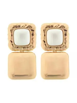 SELF-PORTRAIT Square Drop Earrings - Gold