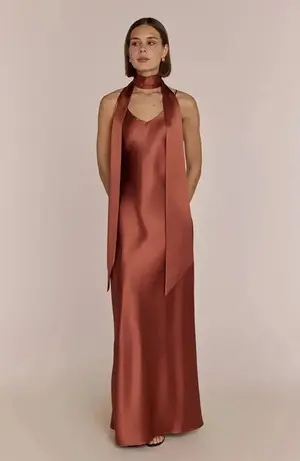 REWRITTEN Brooklyn Slip Maxi Dress - Terracotta