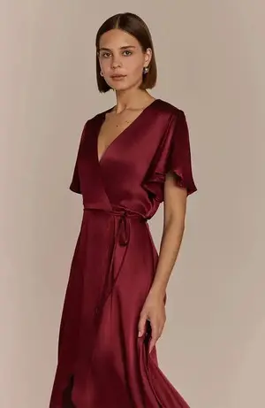 REWRITTEN Florence Waterfall Hem Dress - Chianti