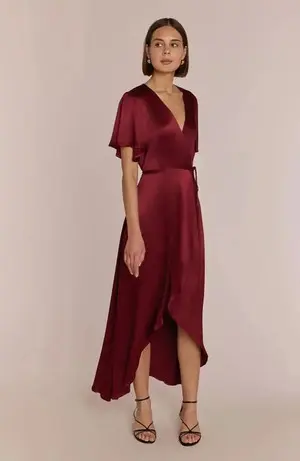 REWRITTEN Florence Waterfall Hem Dress - Chianti