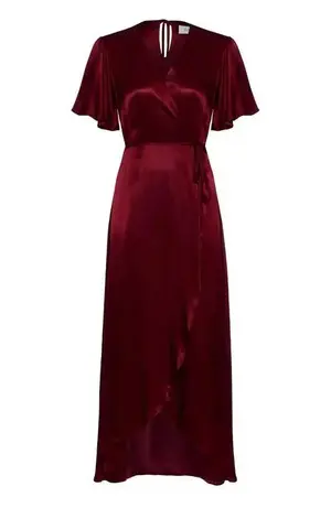 REWRITTEN Florence Waterfall Hem Dress - Chianti