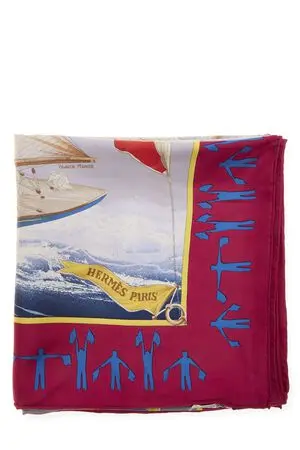 Hermès Multicolor 'en Course' Silk Scarf 90
