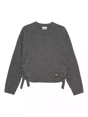 GANNI Ruched-detail Sweater - Grey