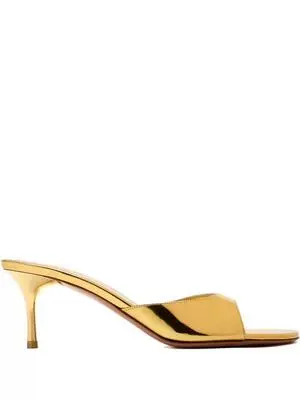 Amina Muaddi 60mm Jeanne Metallic Mules