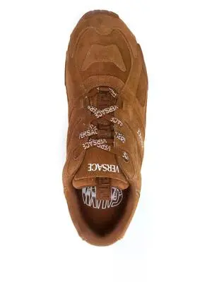 Versace Galaxia Suede Low Top Lace Up Sneakers - Brown