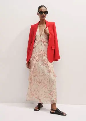 Me+Em Silk Lily Of The Valley Print Maxi Dress With Bandeau In  Vanilla/Red/Multi - 30% Off | Editorialist