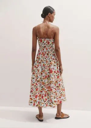 ME+EM Cotton Rosebush Print Midi Dress