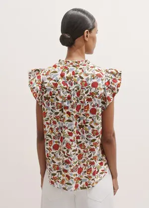ME+EM Cotton Voile Rosebush Print Blouse
