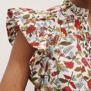 ME+EM Cotton Voile Rosebush Print Blouse