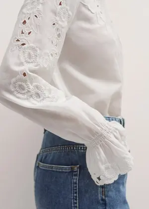 ME+EM Cotton Voile Embroidered Blouse