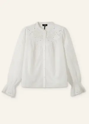 ME+EM Cotton Voile Embroidered Blouse