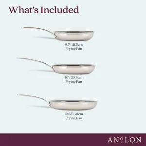 ANOLON Everlast Stainless Steel Ceramic Nonstick 3 Piece Frying Pan Set
