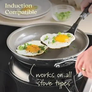 ANOLON Everlast Stainless Steel Ceramic Nonstick 3 Piece Frying Pan Set