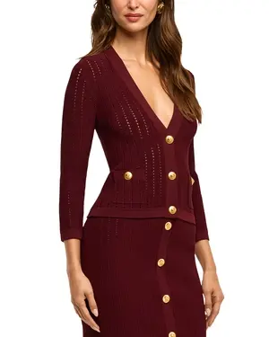 L'AGENCE Irvin Pointelle Cropped Cardigan