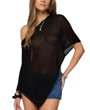 EDIKTED Azalia Asymmetric Knit Top - Black