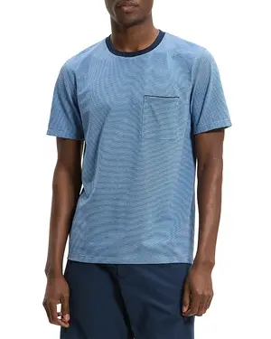 Theory Pique Crew Tee - Crisp Blue Multi