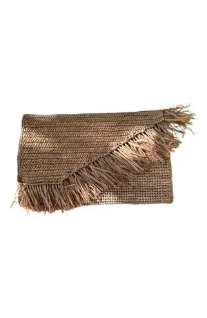 ZANATANY CONCEPTS Raffia Pouch With Fringe Detailing