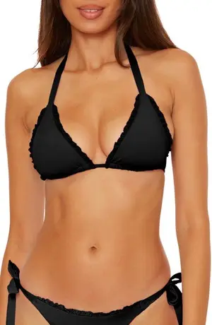 BECCA® By Rebecca Virtue Frills Triangle Bikini Top - Black