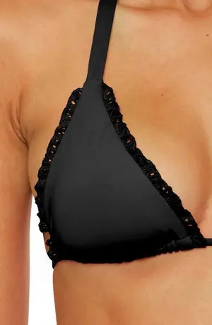 BECCA® By Rebecca Virtue Frills Triangle Bikini Top - Black