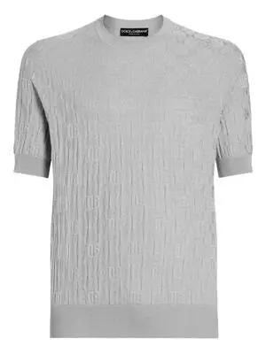 Dolce & Gabbana Textured-knit Short-sleeve Top - Grey