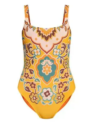 Etro Floral-print One-piece Swimsuit - Yellow