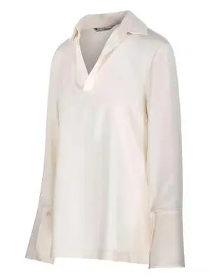 Max Mara V-neck Blouse - 005 Bianco Avorio
