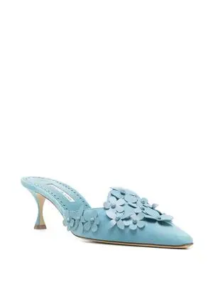 Manolo Blahnik 50mm Harnes Mules - Blue