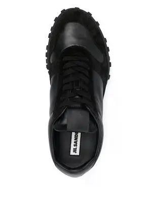 JIL SANDER Leather Lace-up Sneakers - Black