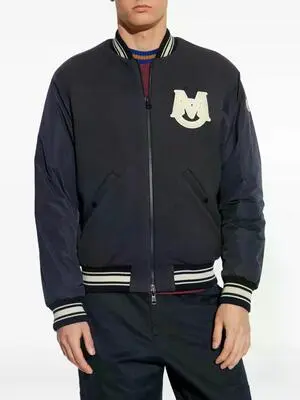 Moncler Striped Rib-knit Bomber Jacket - Blue