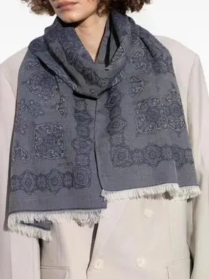 Etro Paisley-print Fringed Scarf - Blue