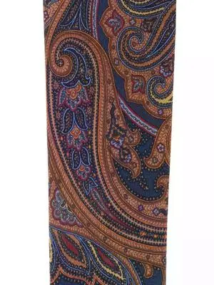 Etro Silk Paisley Print Neck Tie - Blue